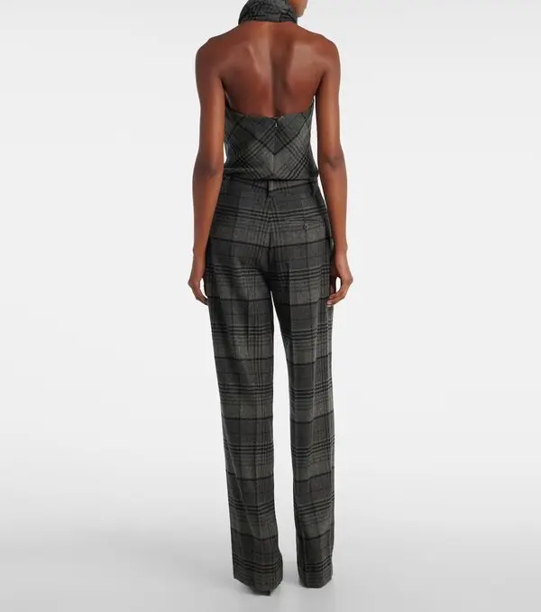 Ralph Lauren Jody Checked Wool Wide-leg Pants