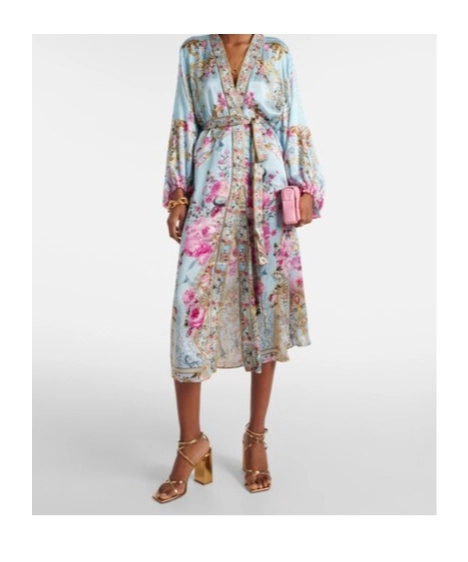 Camilla Embellished Floral Silk Satin Robe