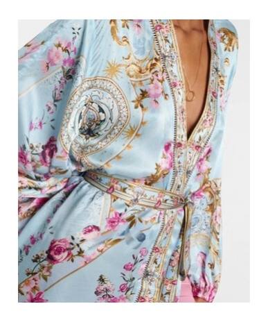 Camilla Embellished Floral Silk Satin Robe