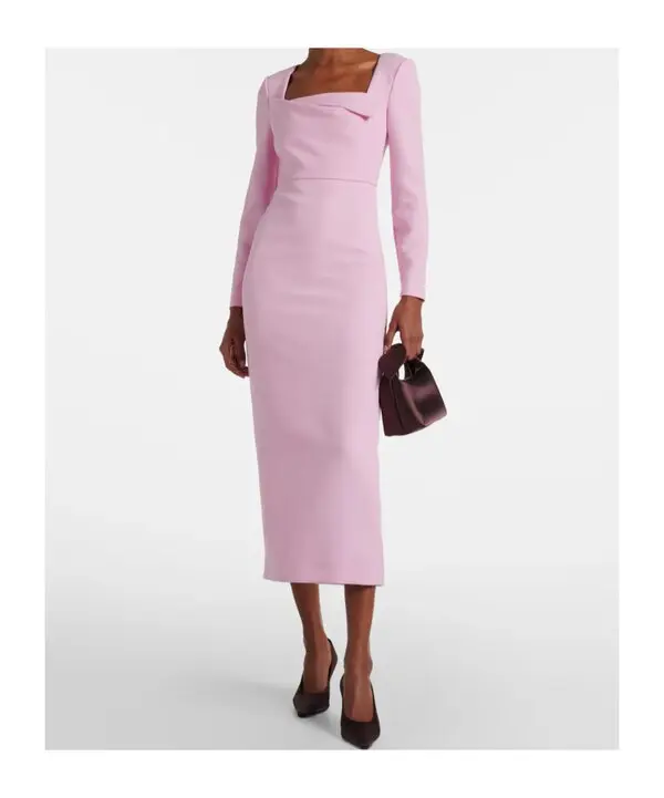 Roland Mouret Crepe Midi Dress With Origami Neckline