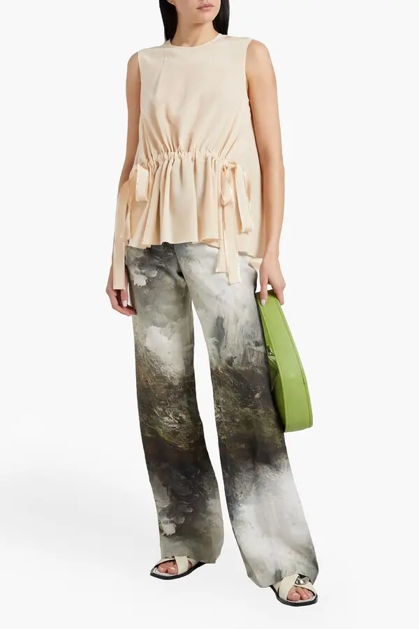 Red Valentino Silk Crepe De Chine Top With Grosgrain Trims