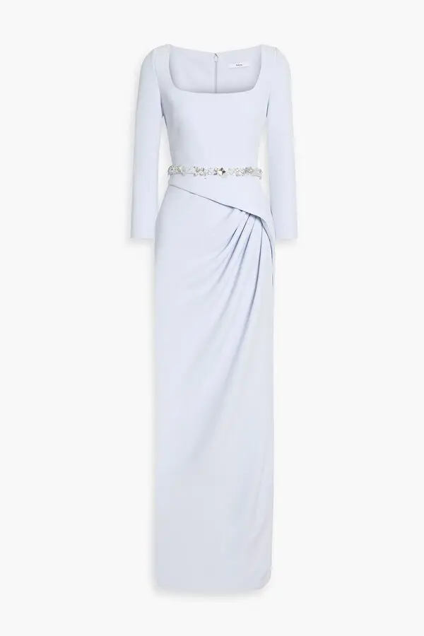 Safiyaa Mahir Embellished Draped Crepe Gown - Sky Blue