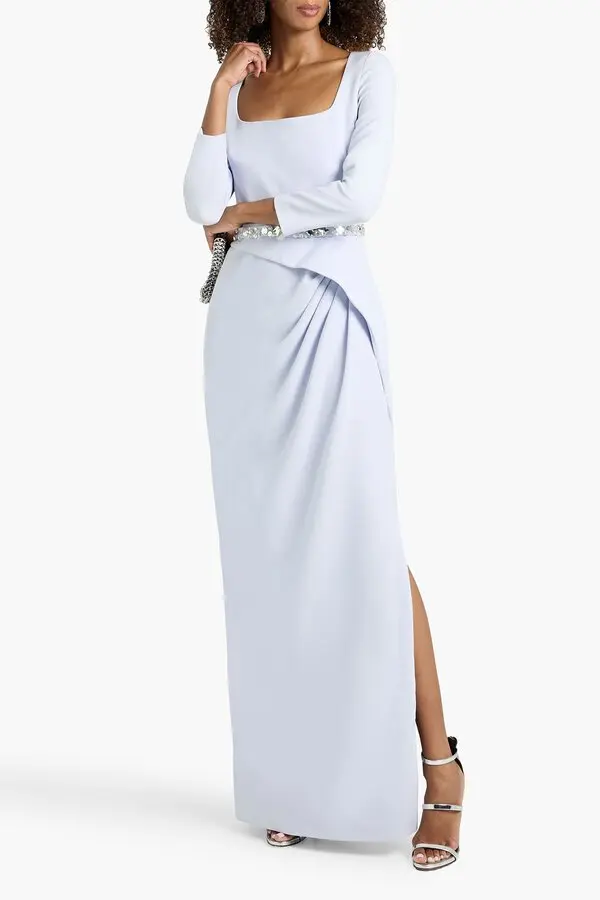 Safiyaa Mahir Embellished Draped Crepe Gown