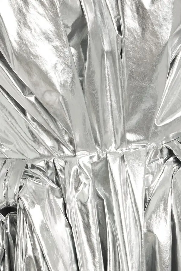 Alexander McQueen Strapless Bow-detailed Metallic Woven Midi Dress