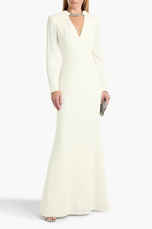 Alexander McQueen Cutout Embellished Crepe Gown