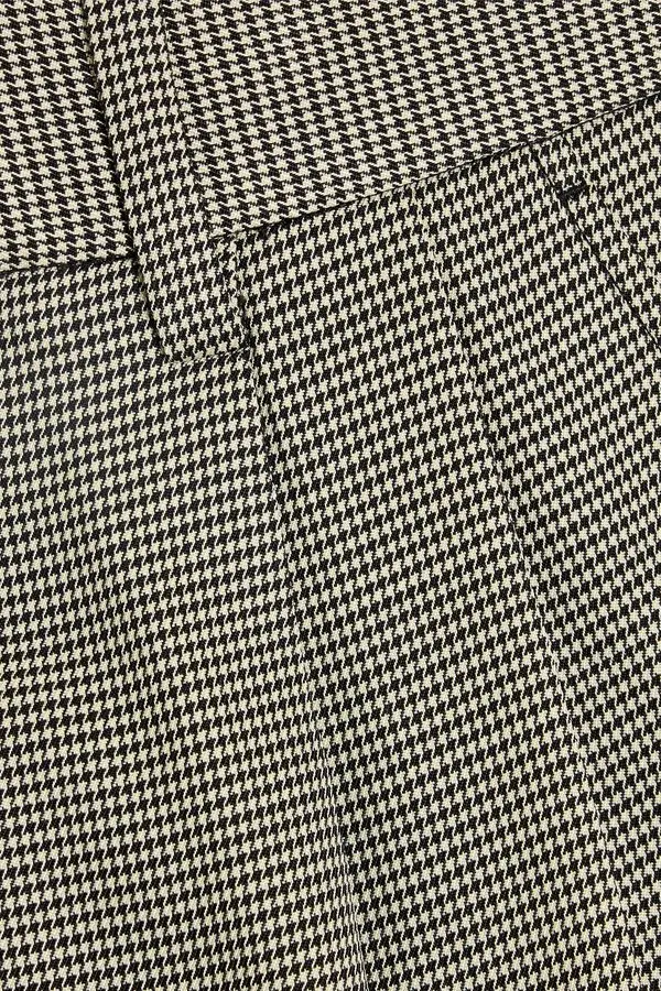 ANINE BING Carrie Pleated Houndstooth Woolblend Straightleg Pants
