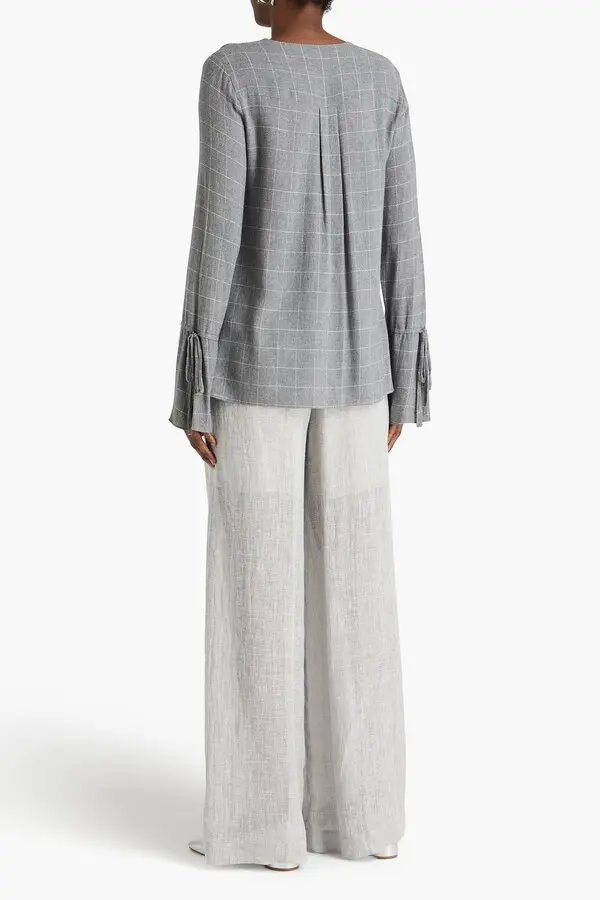 Derek Lam 10 Crosby Ruffled Checked Twill Blouse