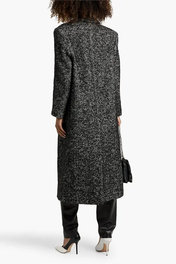 ANINE BING Quinn Herringbone Woolblend Tweed Coat