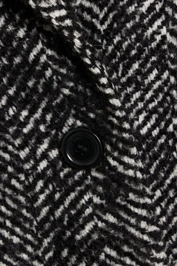 ANINE BING Quinn Herringbone Woolblend Tweed Coat