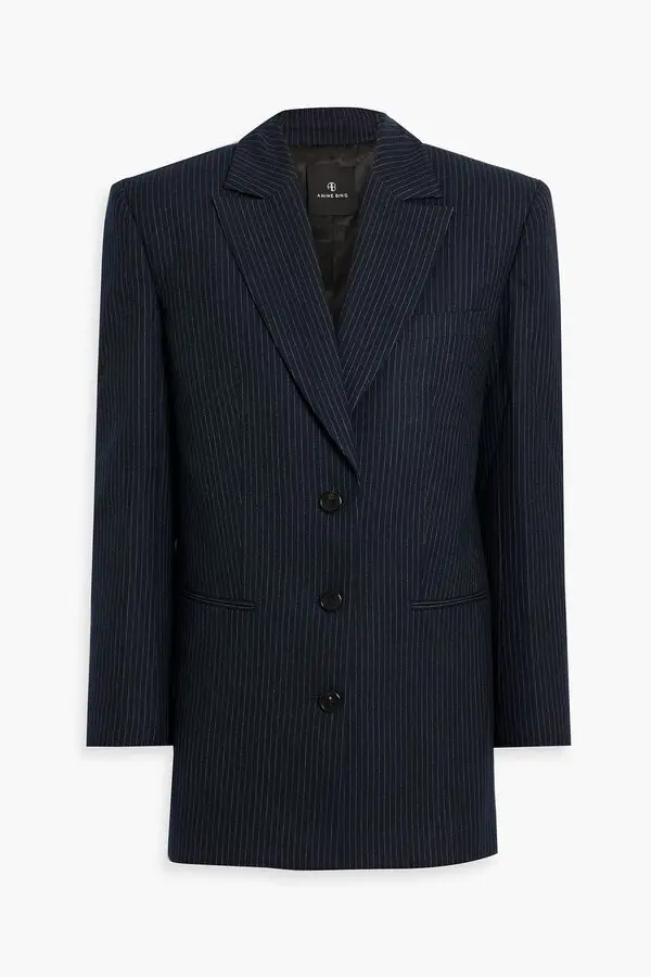 ANINE BING Declan Pinstriped Woolblend Twill Blazer