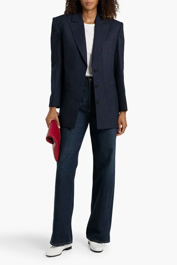ANINE BING Declan Pinstriped Woolblend Twill Blazer