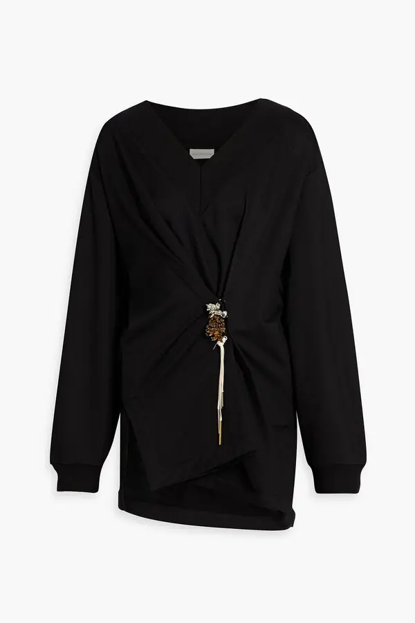 Dries Van Noten Embellished Cotton Sweater - Black