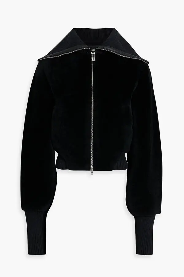 Victoria Beckham Leathertrimmed Shearling Jacket - Black
