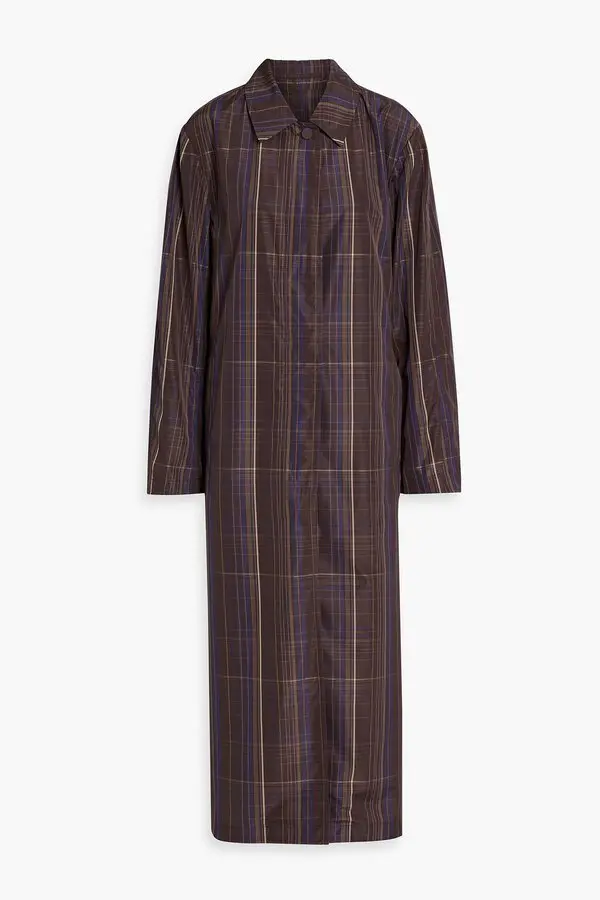 Dries Van Noten Checked Shell Coat - Chocolate