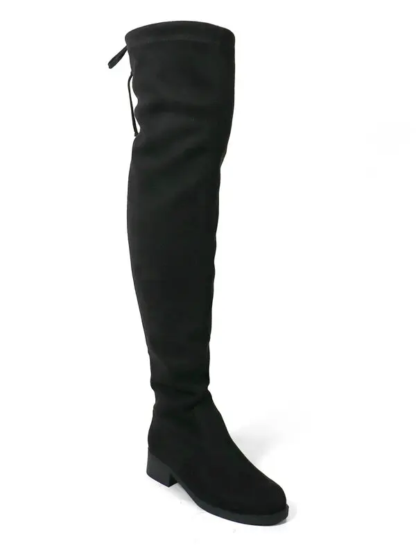 Frederick's Of Hollywood Letizia Thigh High Super Stretch Boots - Black Suede