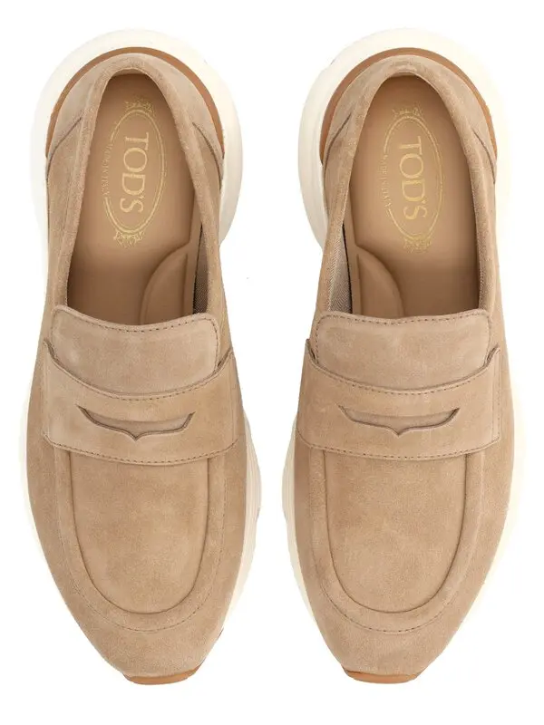 TOD'S Suede Sporty Loafers - Beige