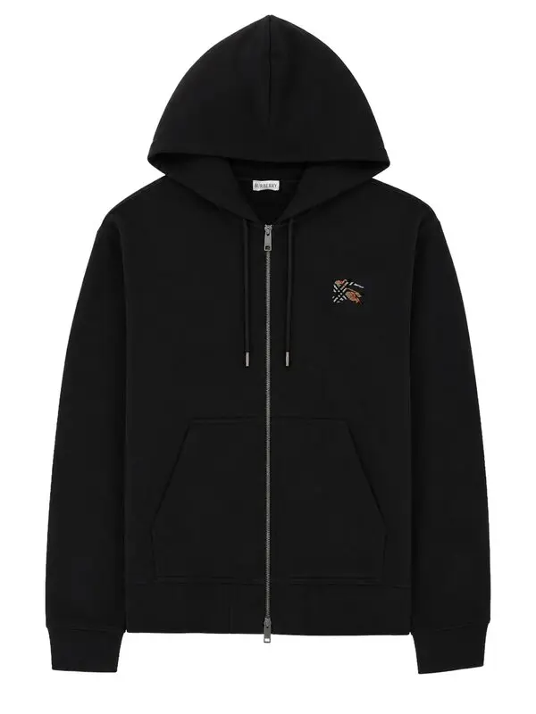 Burberry Felpa Con Cappuccio E Zip - Black