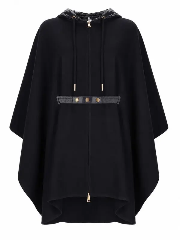 Moncler Padded Wool Blend Cape - Blue