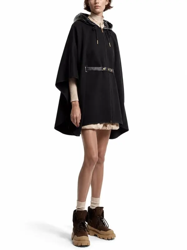 Moncler Padded Wool Blend Cape - Blue