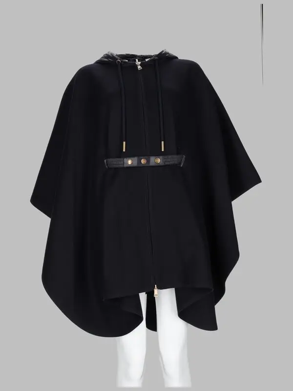Moncler Padded Wool Blend Cape - Blue