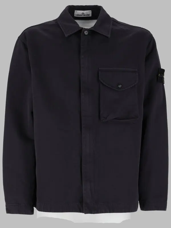 Stone Island Overshirt In Twill Di Cotone