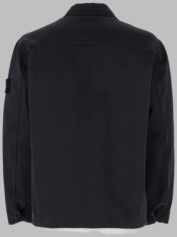 Stone Island Overshirt In Twill Di Cotone