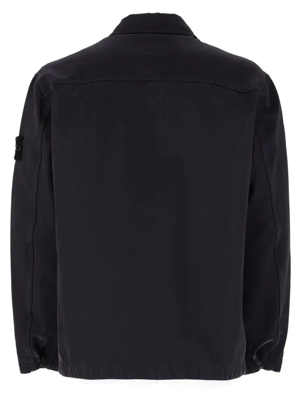 Stone Island Overshirt In Twill Di Cotone