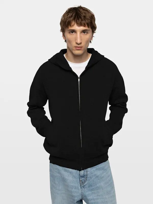 Zadig&Voltaire Camille Cashmere Zip-up Hooded Cardigan - Black