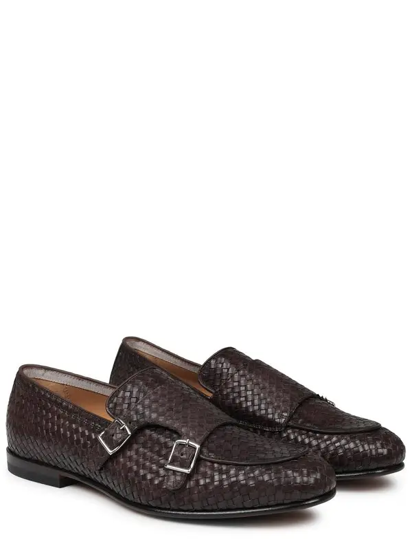 MILLE885 Woven Leather Monk Strap Loafers