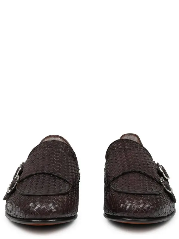 MILLE885 Woven Leather Monk Strap Loafers