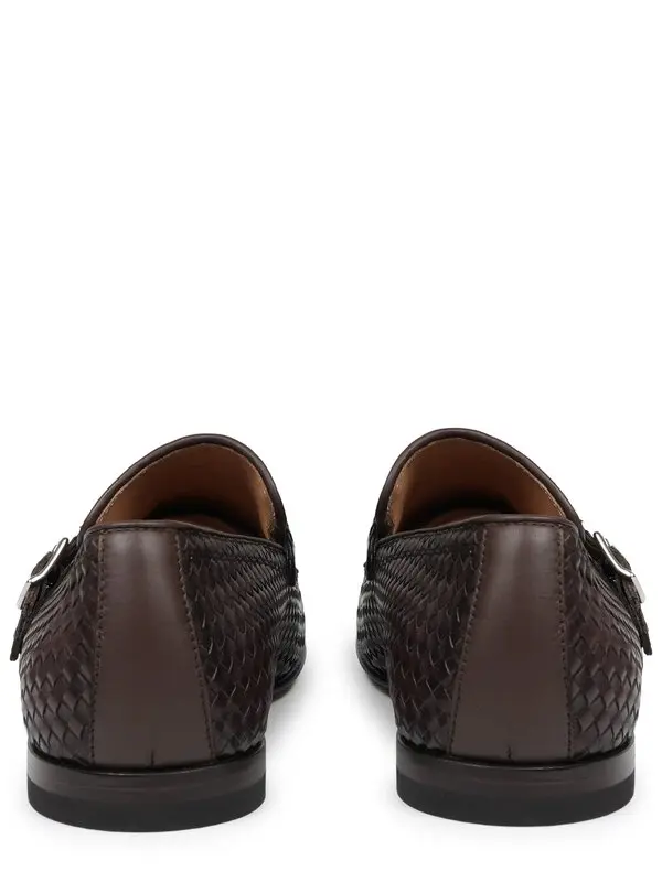 MILLE885 Woven Leather Monk Strap Loafers