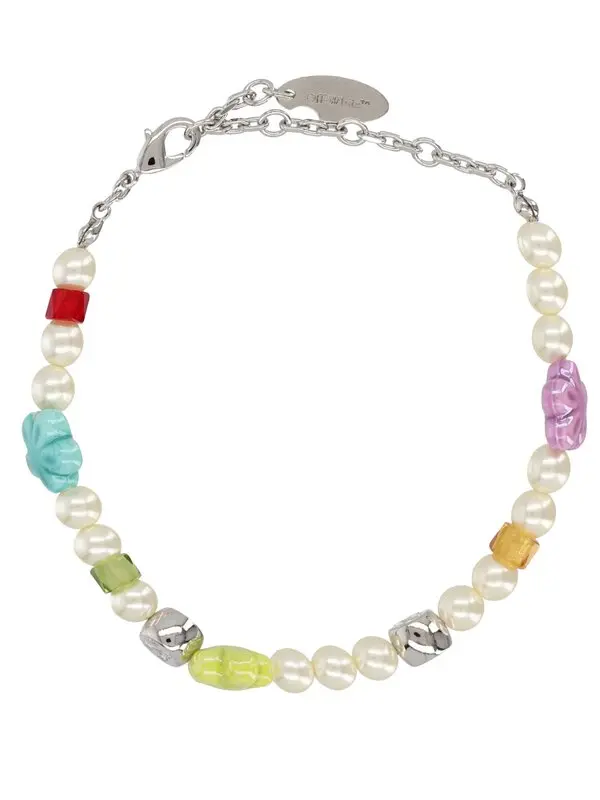 Off-White Bracciale Con Perline - Silver