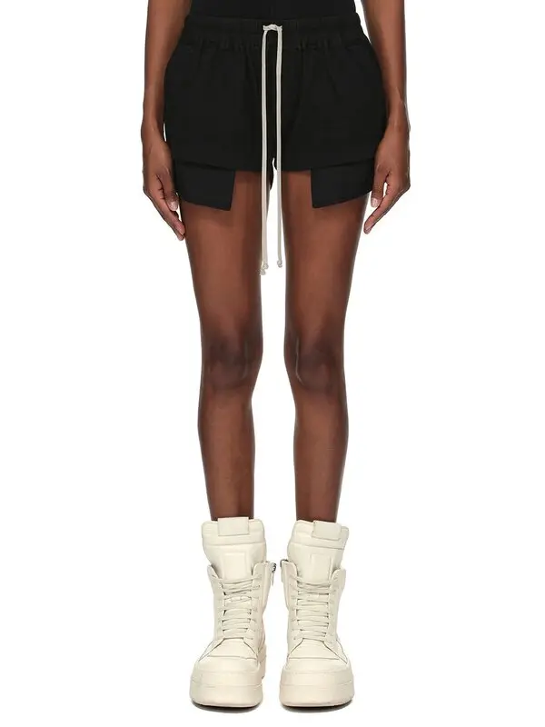 Rick Owens Cotton Shorts With Elastic Waistband And Drawstring - Nero