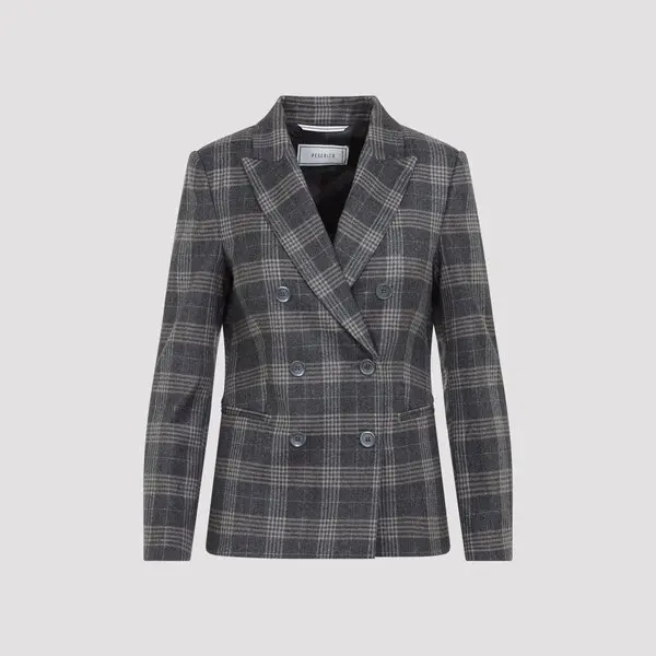 Peserico Wool Blend Blazer With Subtle Metallic Fiber Detail - Grey