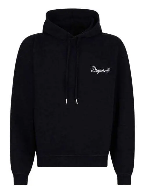 Dsquared2 Relaxed Fit Hoodie With Logo Detail - Black