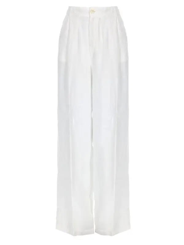 120% Lino Linen Trousers For - White