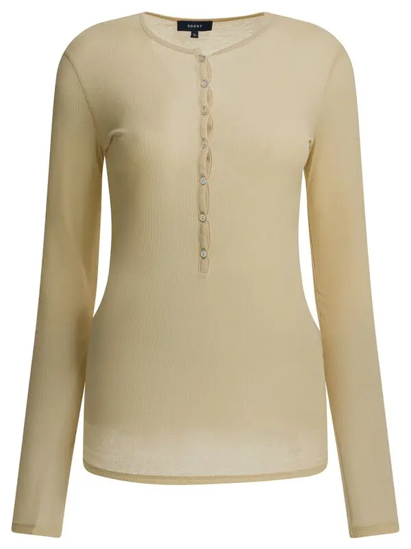 Soeur Ribbed Henley T-shirt