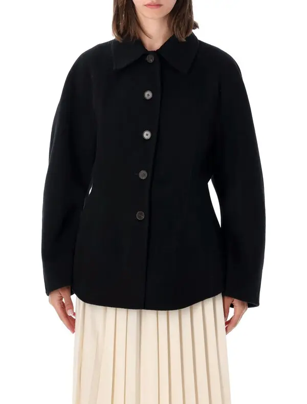 RÓHE Double-faced Wool Sculptural Sleeve Jacket With Cinched Waist - Nero