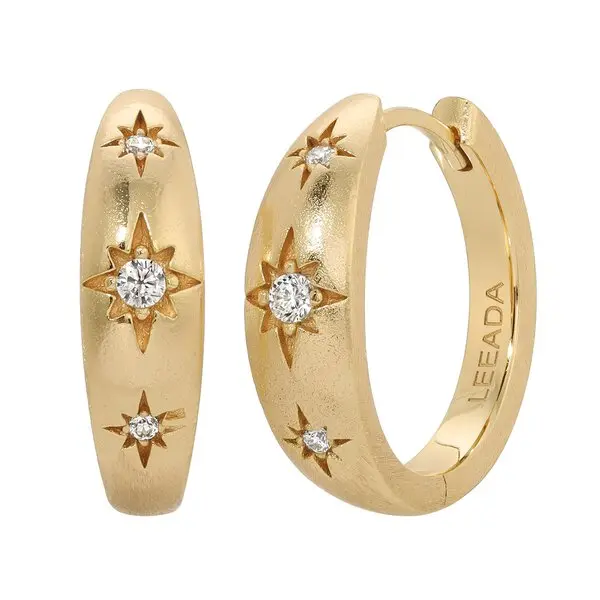 LEEADA JEWELRY Stevie Star Hoops - Gold