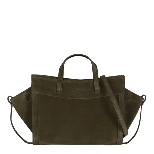 SAONARA BRAND Saonara Mini Shopping Olive Suede Bag - Green