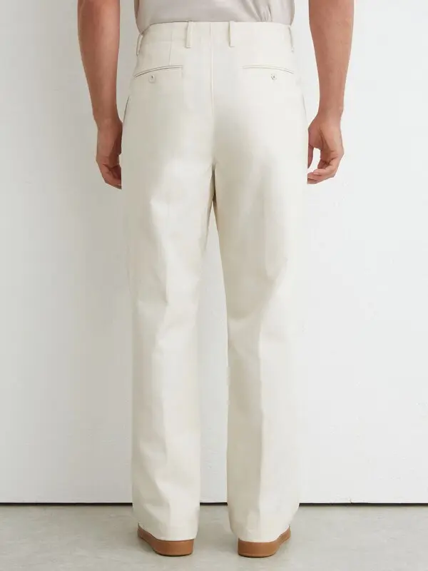 REISS Cotton Slub Pleated Relaxed-fit Trousers - Stone