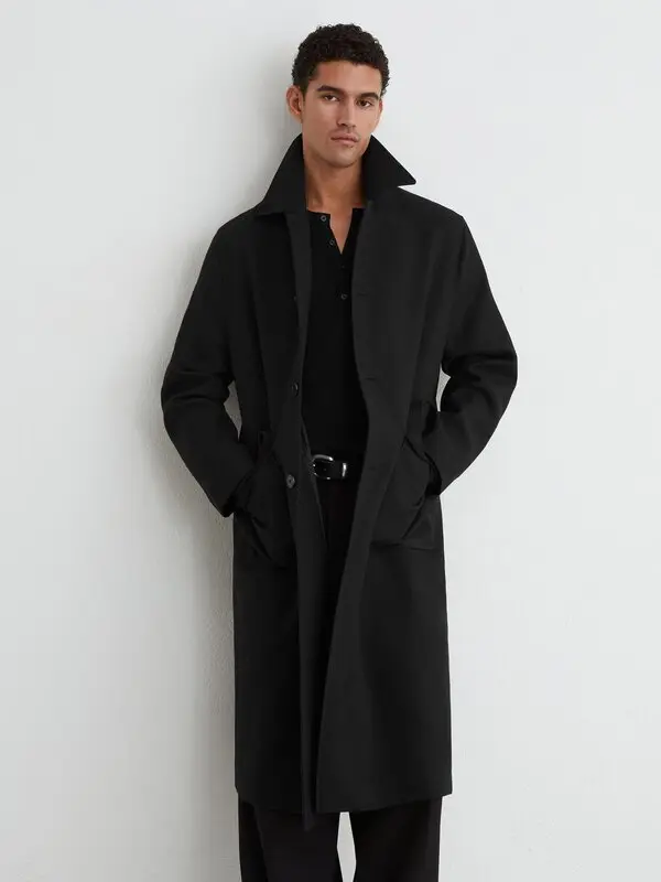 REISS Clyde Wool-blend Twill Single-breasted Overcoat