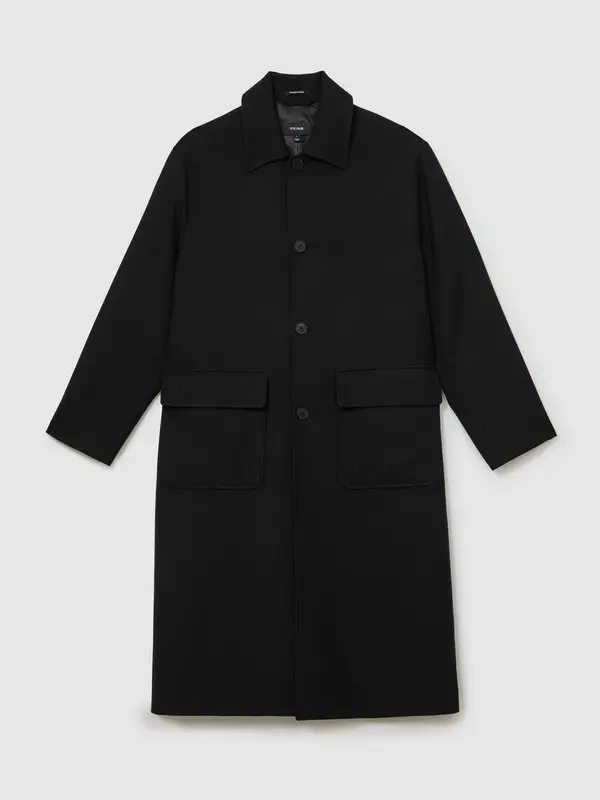 REISS Clyde Wool-blend Twill Single-breasted Overcoat
