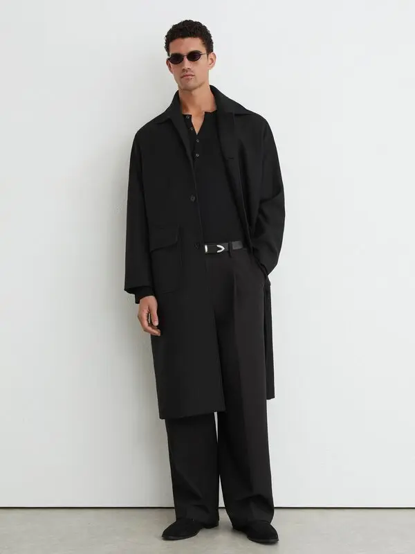REISS Clyde Wool-blend Twill Single-breasted Overcoat