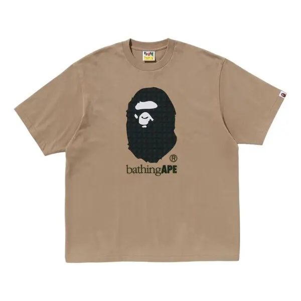 A BATHING APE Sta Houndstooth Bathing Ape Relaxed Fit Tee - Beige