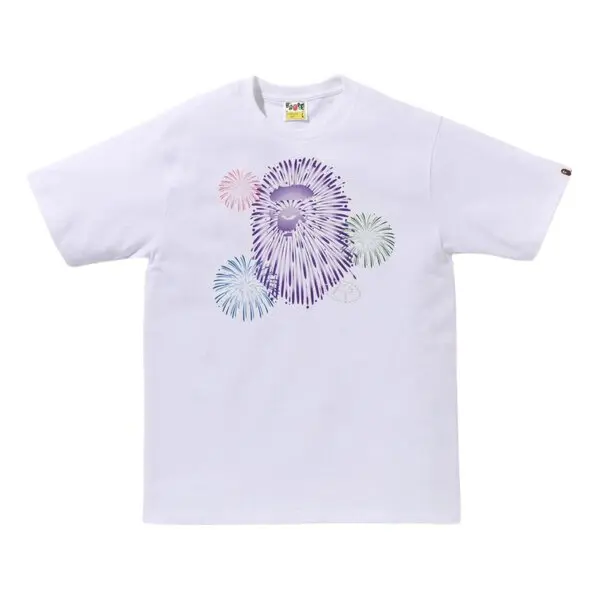 A BATHING APE Head Firework Tee #2 - White