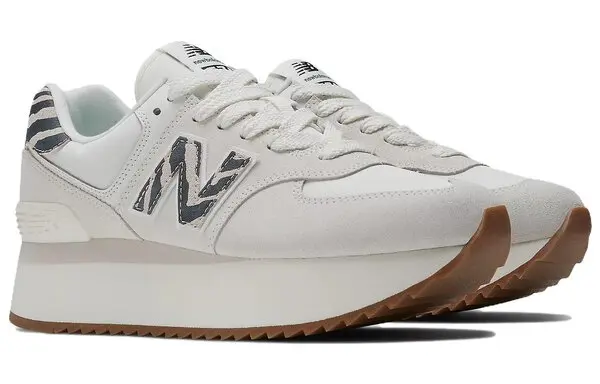 NEW BALANCE 574+ Platform Sneakers - White/beige