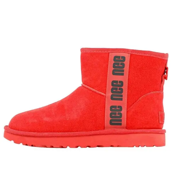 UGG Classic Mini Side Logo Ankle Boots - Samba Red/black