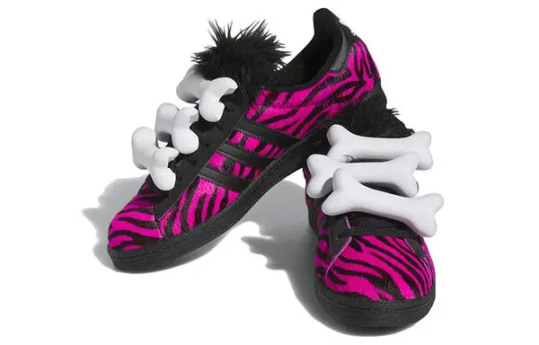 Adidas X Jeremy Scott "bones Pink Zebra" Campus 80s Sneakers