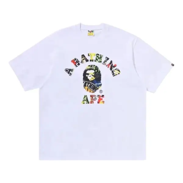 A BATHING APE Multi Logo College Relaxed Fit T-shirt - White